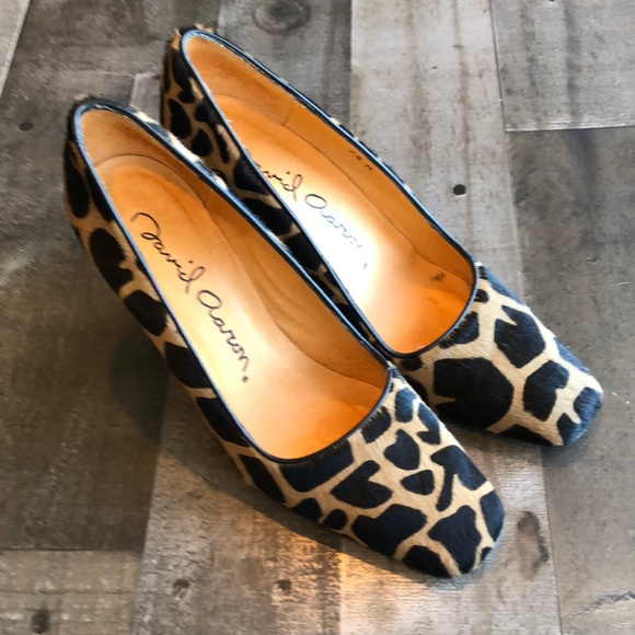 David Aaron | Shoes | David Aaron Textured Fur Animal Print Heels ...